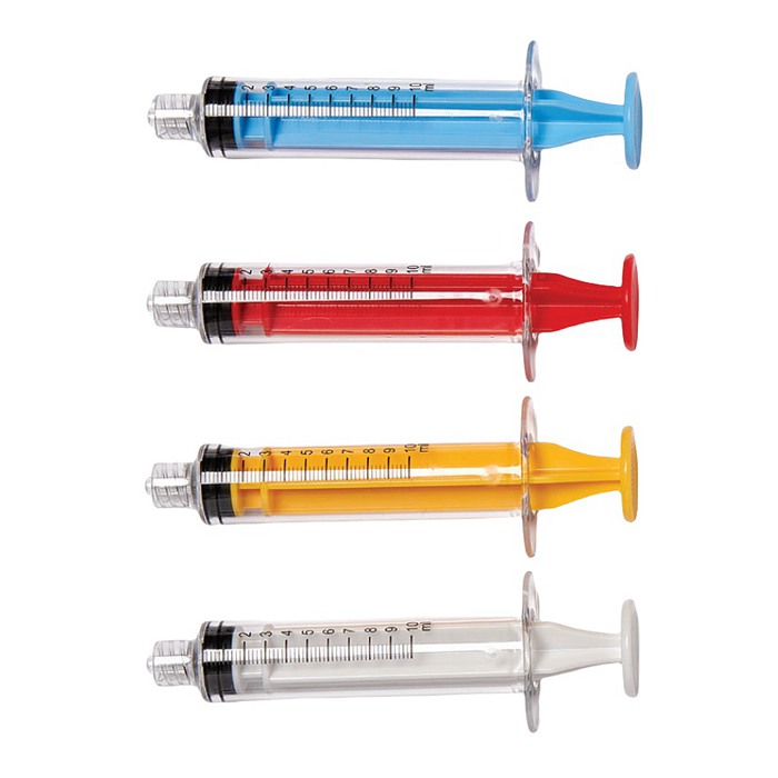 Contrast saline injection colored syringes, luer aspiration ...