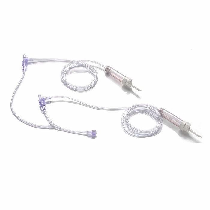 Drip chamber fluid delivery set IV tube large bore pressurization ...