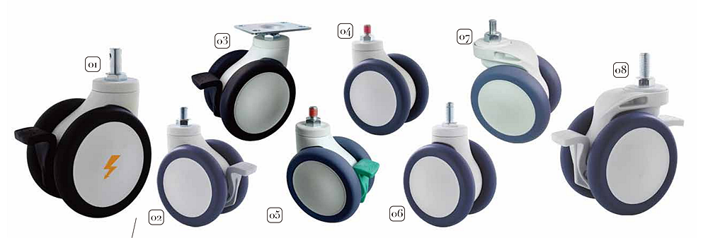 Heavy duty loading quiet no noise caster with 2 pedals, high ...